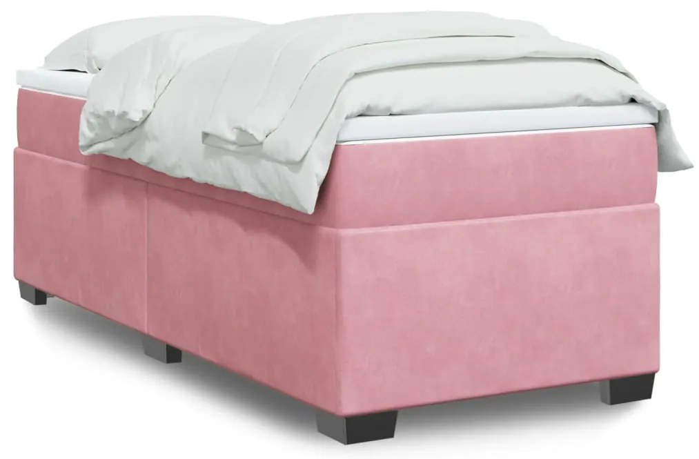 Box spring postel s matrací růžová 80 x 200 cm samet 3285250