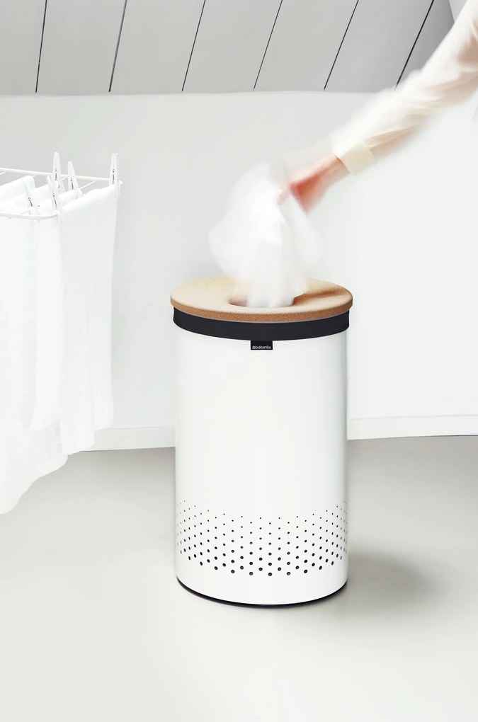 Brabantia Koš na prádlo 60L bílá korkové víko