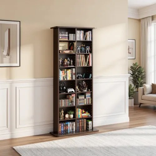 Úložná skříňka na média, 8patrový organizér na DVD VEVOR – 559 × 222 × 1295 mm