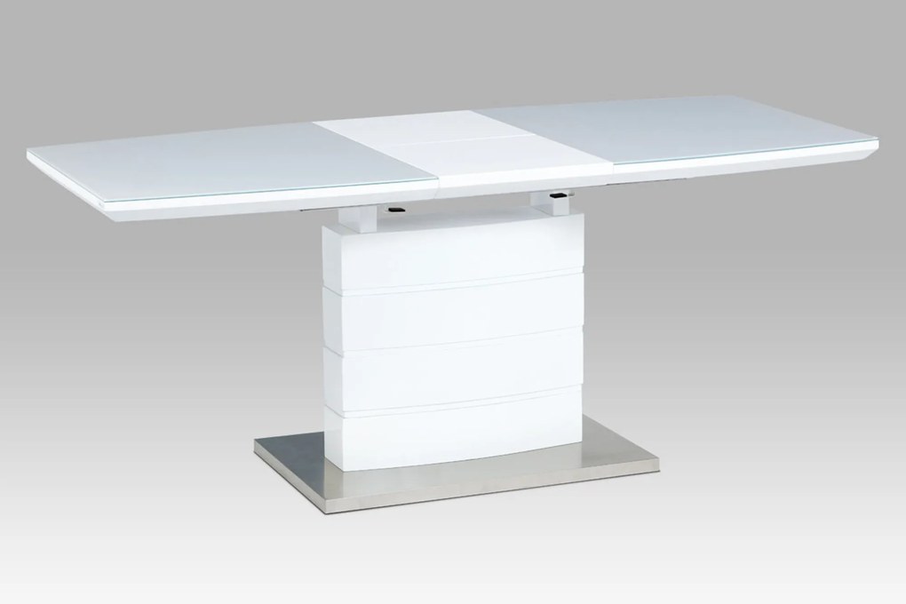 Jídelní stůl HT-440 bílé sklo, bílý vysoký lesk