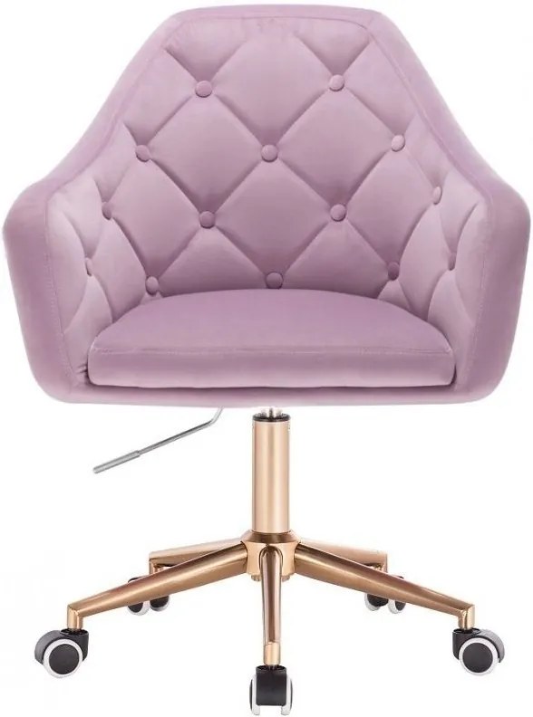 LuxuryForm DESIGN Otočné křeslo ANDORA VELUR na zlaté podstavě s kolečky - levandule