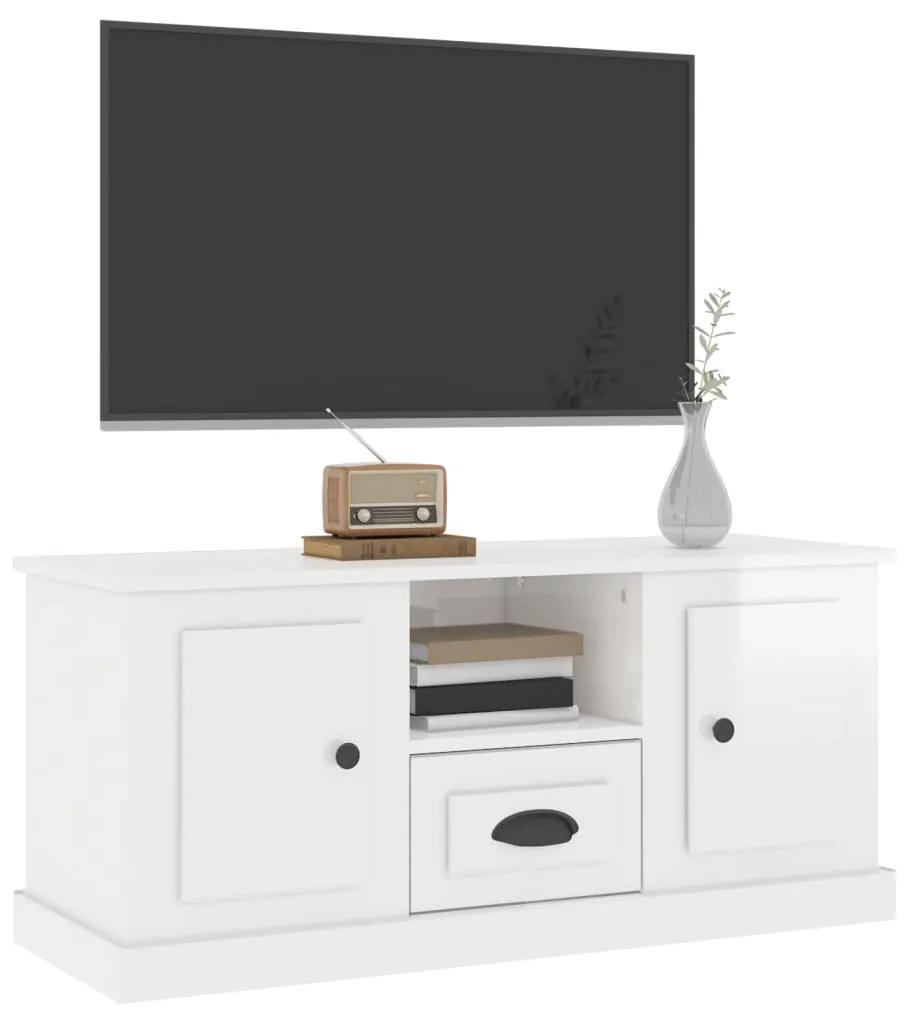TV skříňka bílá vysoký lesk 100 x 35,5 x 45 cm kompozitní dřevo - Default Title
