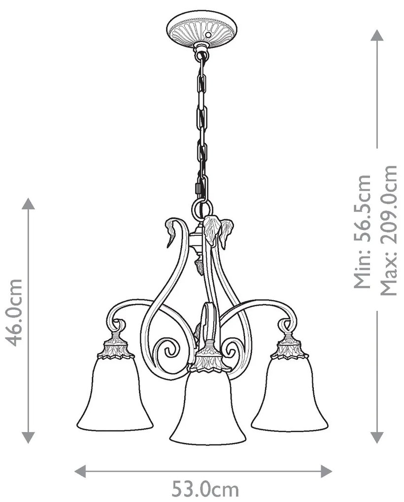 Elstead Secesní závěsný lustr SONOMA VALLEY Ø 52 cm/3x E27