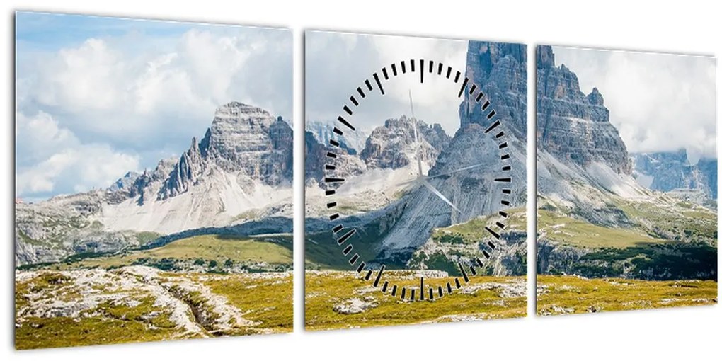 Obraz - Italské Dolomity (s hodinami) (90x30 cm)