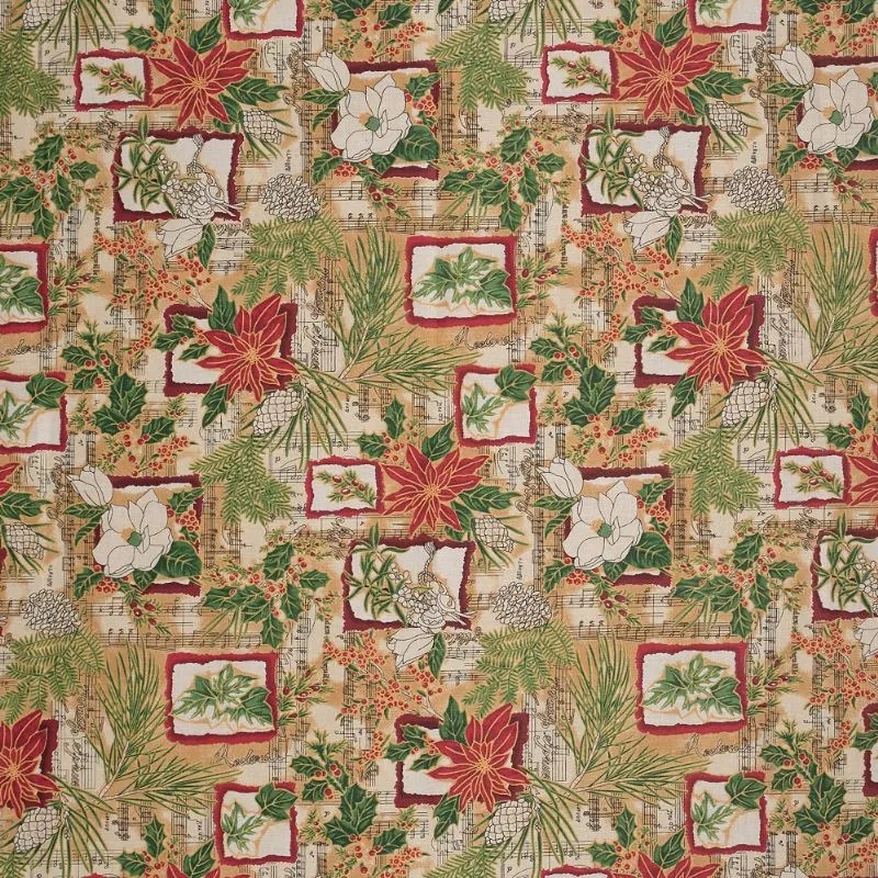SCANquilt ubrus VÁNOCE vánoční hvězda béžovočervená 140 x 180 cm