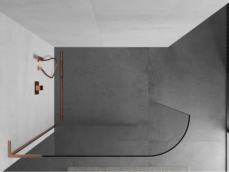 Mexen Kioto L, sprchová zástěna Walk-In 100 x 200 cm, 8mm čiré sklo, měděný matný profil, 800-100-103-65-06