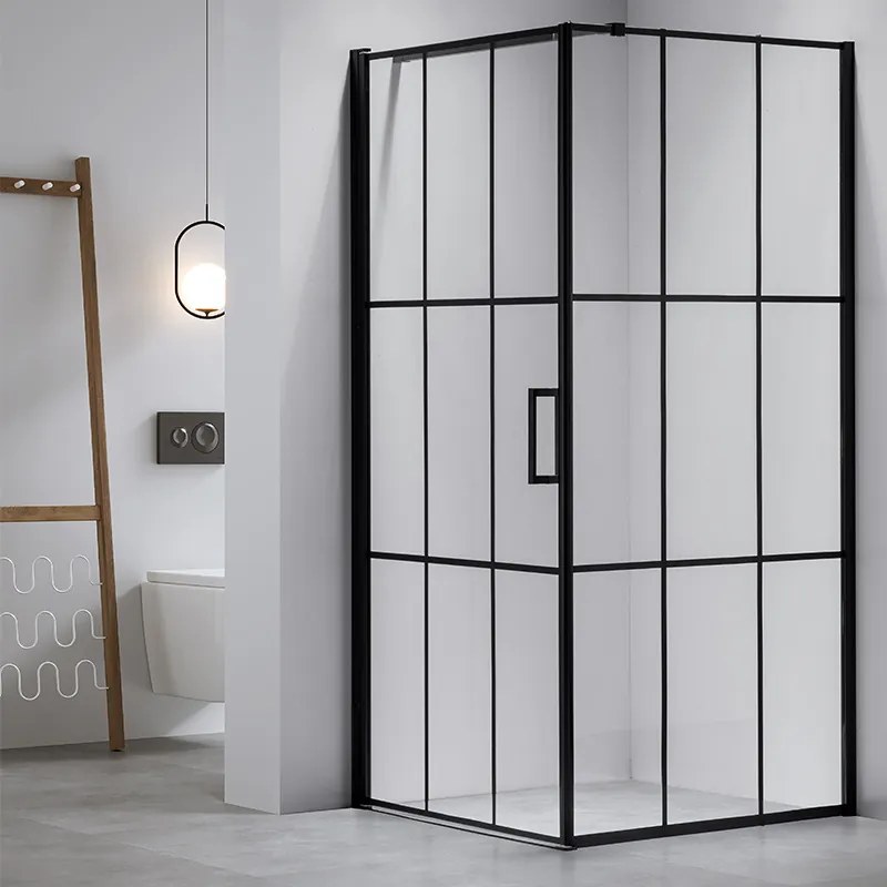 BPS-koupelny Čtvercový sprchový kout HYD-SK13B 90x90 černá/transparent - bez vaničky