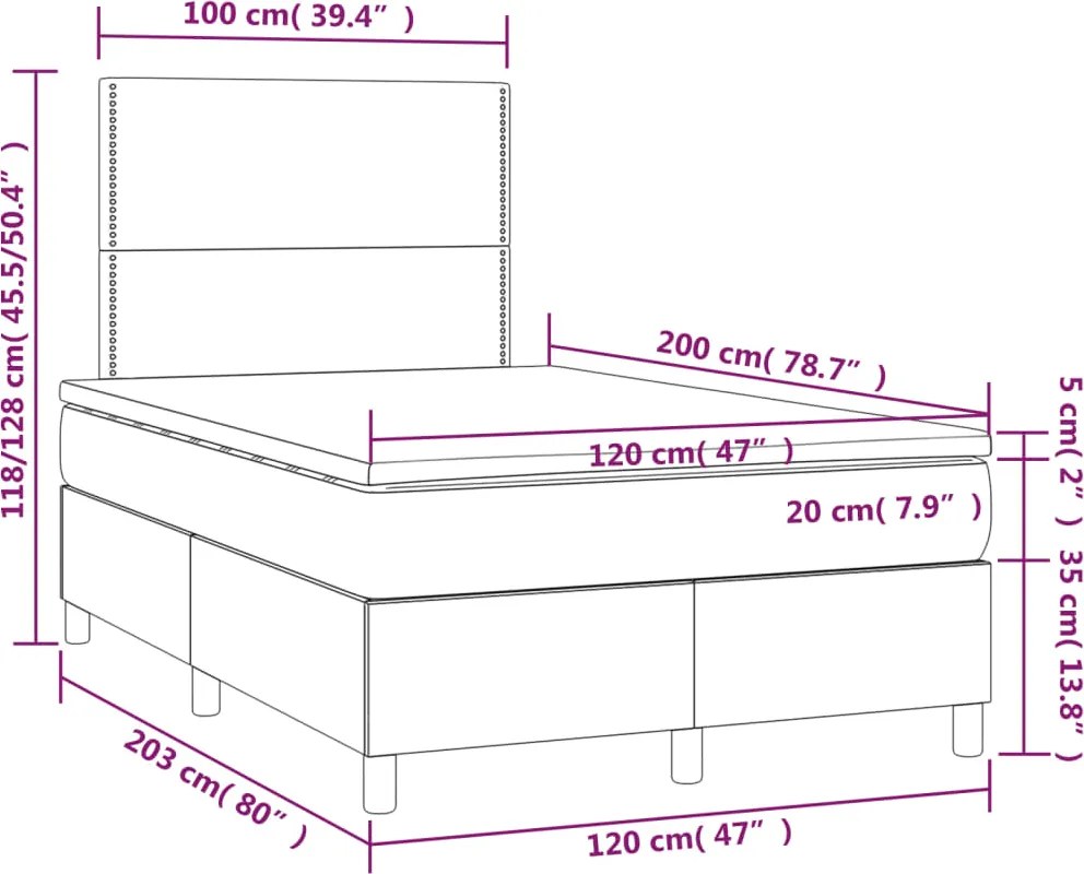 Box spring postel s matrací tmavě šedá 120 x 200 cm samet 3142954