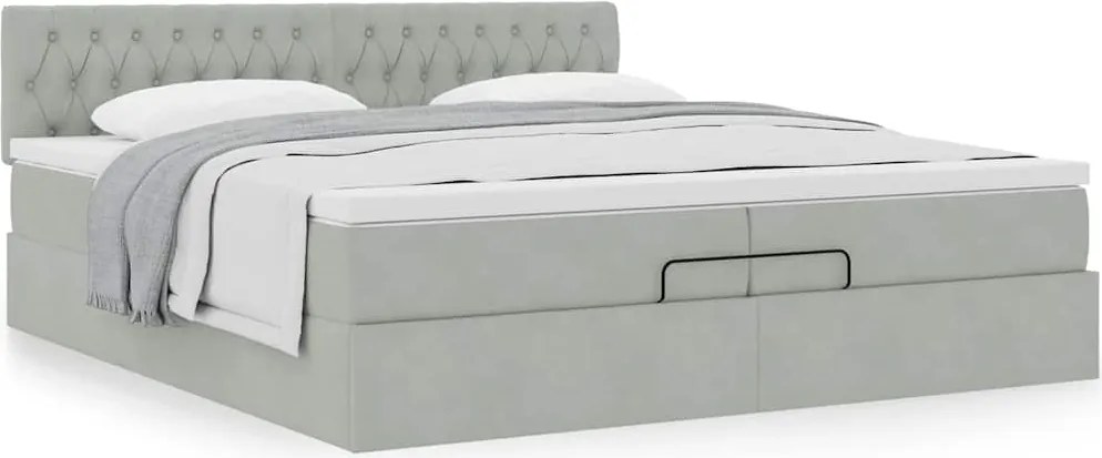 Osmanský rám postele s matrací světle šedá 200x200 cm samet 3311867