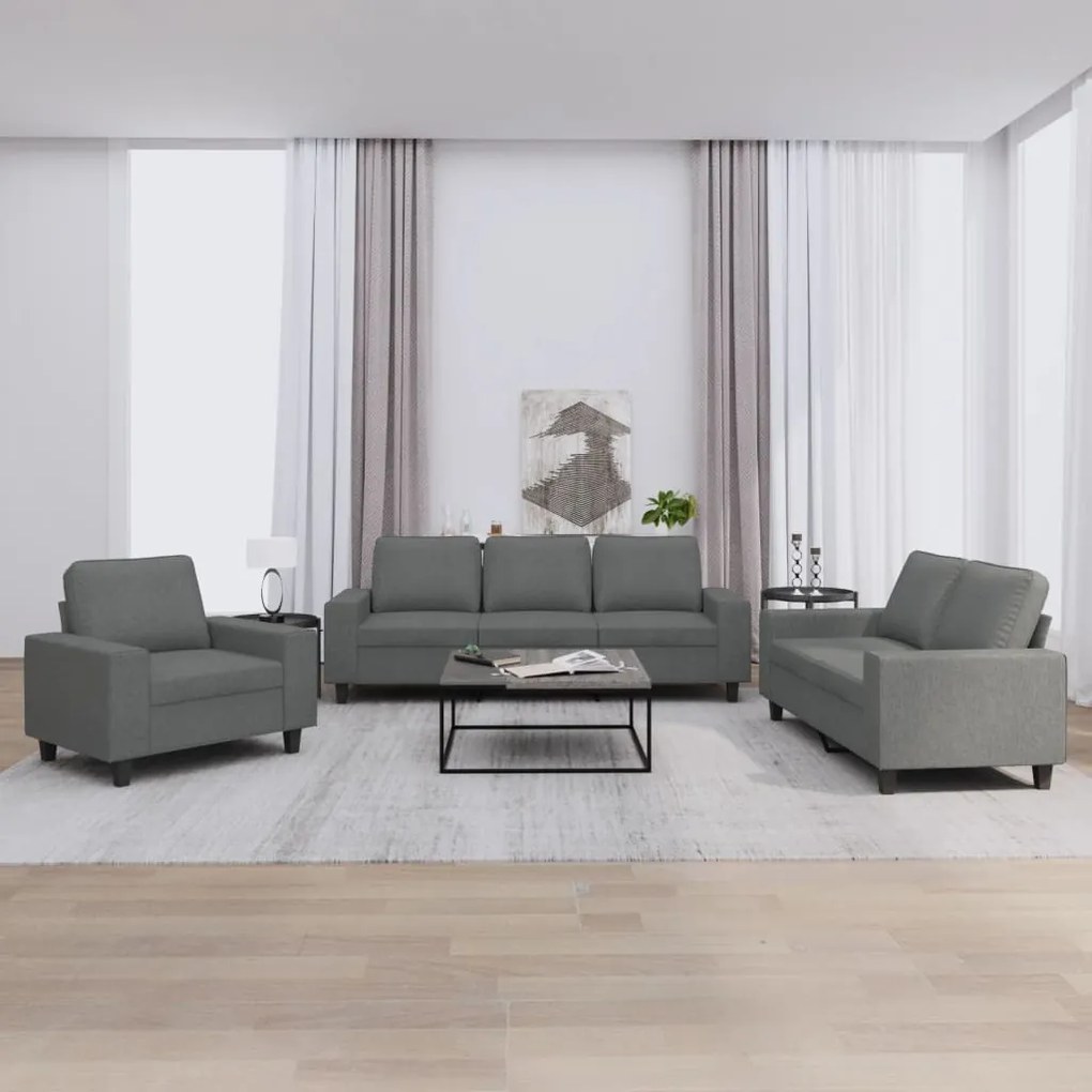 3dílná sedací souprava tmavě šedá textil 3201867