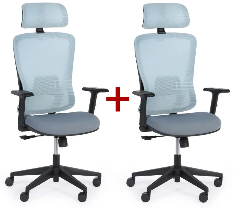 Kancelářská židle MARCO 1+1 ZDARMA, modrá/šedá