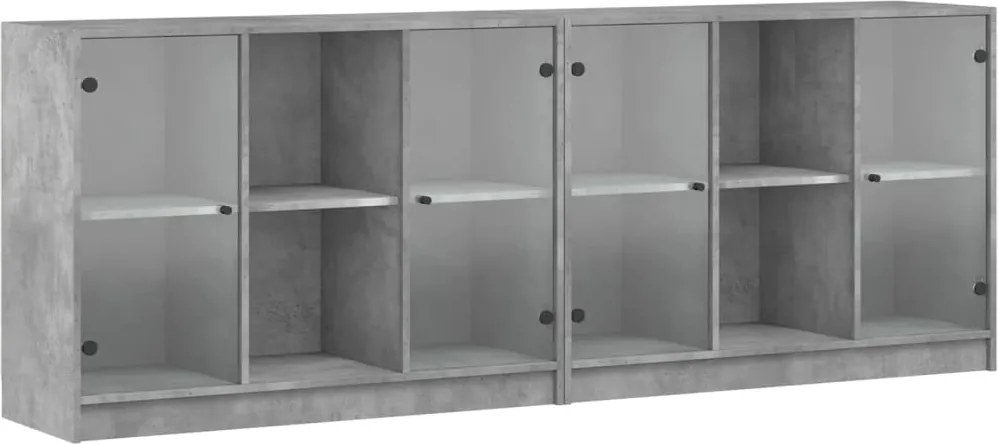 Knihovna s dvířky betonově šedá 204x37x75 cm kompozitní dřevo 3206534