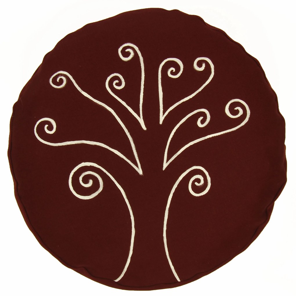 S radostí - vlastní výroba Meditační polštář strom života - vínový Velikost: ∅30 x v25 cm
