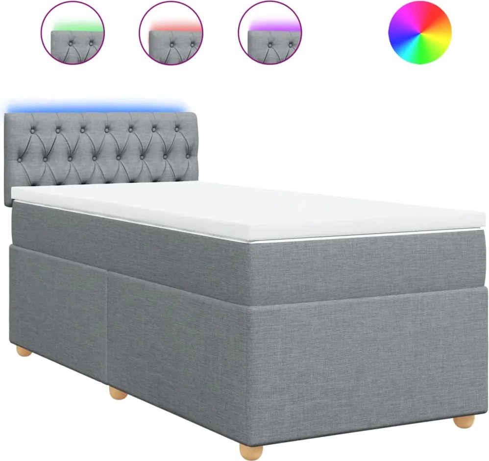 Box spring postel s matrací světle šedá 80 x 200 cm textil 3288814