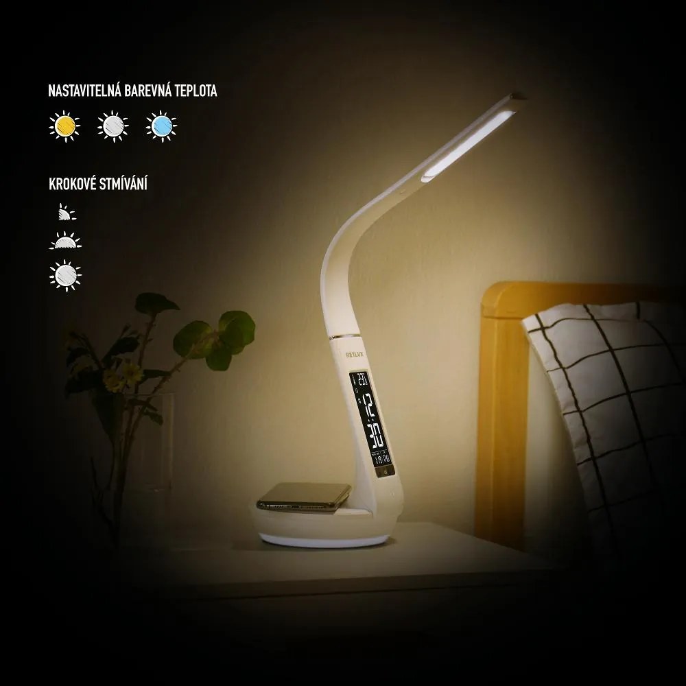 Retlux RTL 203 stmívatelná - LED lampa bílá Qi 6W
