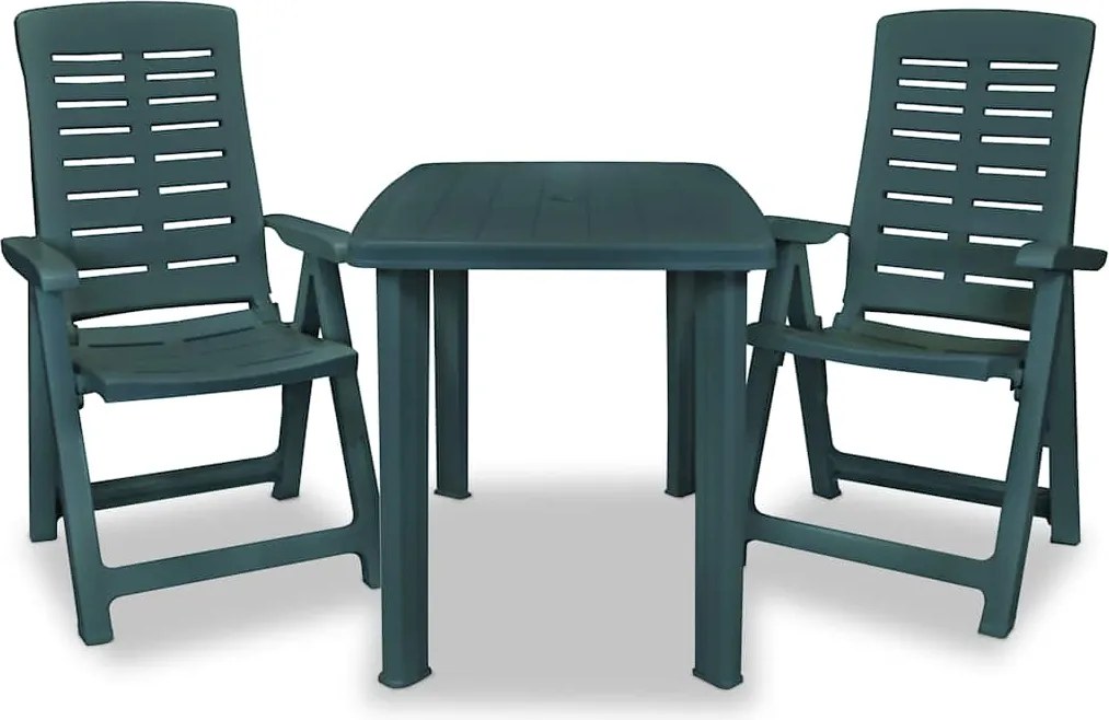 3dílný bistro set plastový zelený 275078