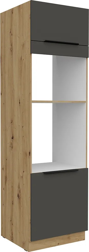 ARIA pa | vysoká skříňka 60 DPM-210 2F na vestavnou troubu a mikrovlnku | 60 cm | ANTI FINGERPRINT povrch | artisan/šedá grafit
