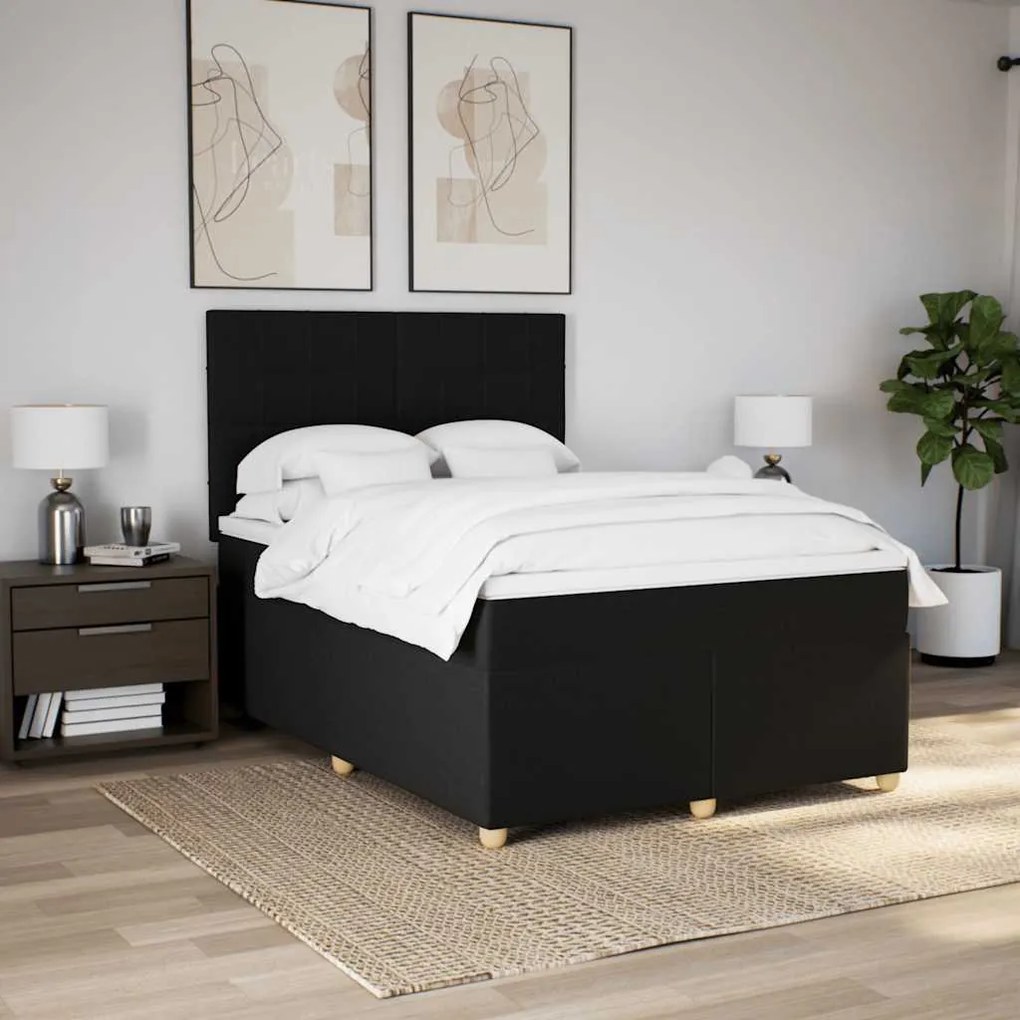 Box spring postel s matrací černá 160x200 cm textil 3293633