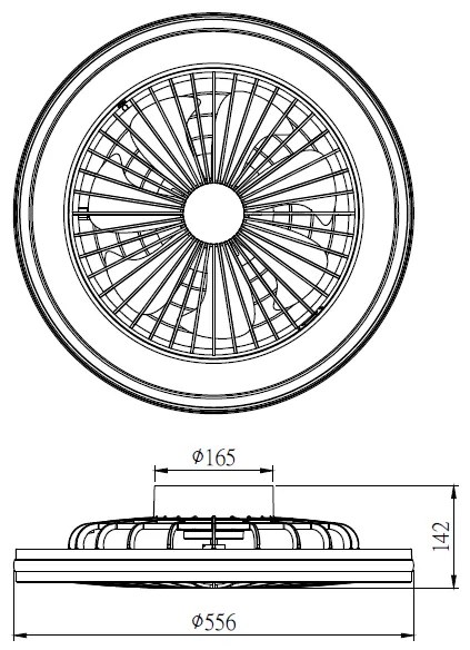 Mantra Gamer Big, ventilátor se svítidlem LED 60W RGBW, dálkový ovladač, černá, průměr 55,6cm
