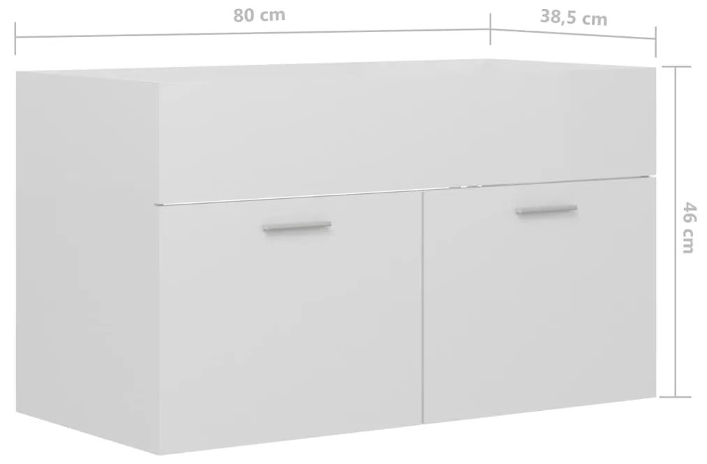 Skříňka pod umyvadlo bílá vysoký lesk 80x38,5x46 cm dřevotříska - Default Title