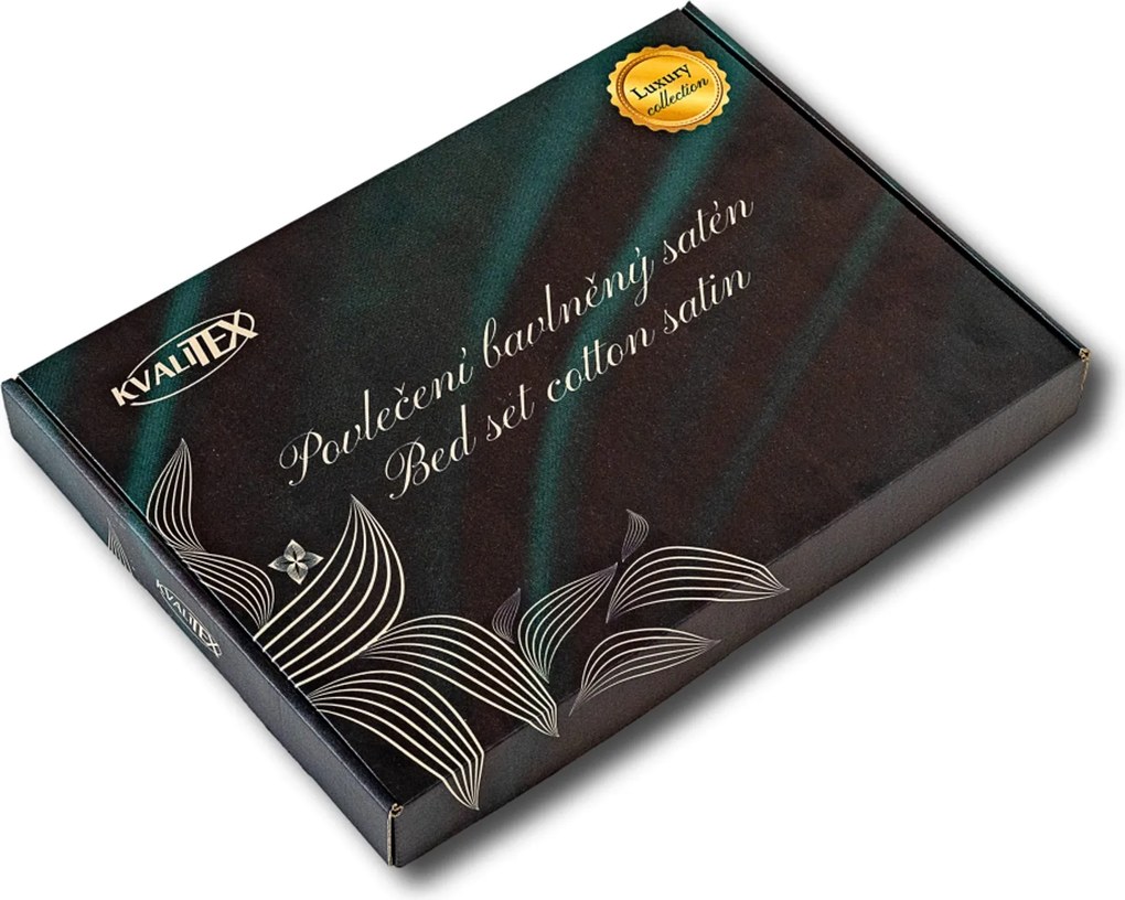 Saténové povlečení LUXURY COLLECTION JARO zelené - 1x 240/200, 2x 70/90cm