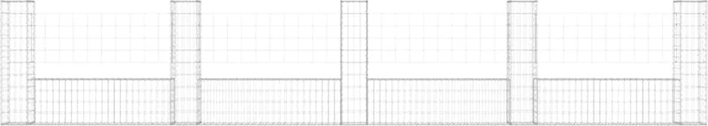 Gabionový koš ve tvaru U s 5 sloupky železo 500 x 20 x 100 cm 151278