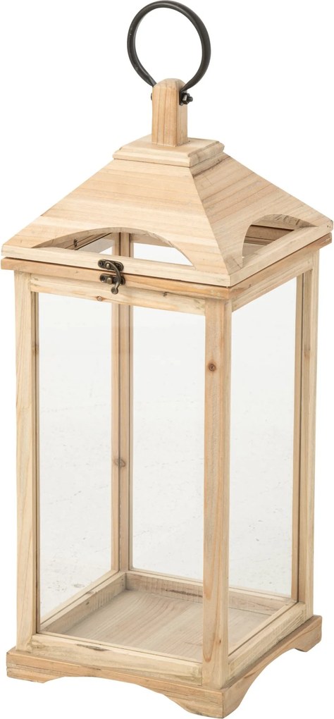Přírodní antik dřevěná lucerna Chamonia – 25*26*61 cm