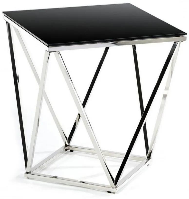 HowHomely | Konferenční stolek DIAMANTA 50x50 cm chrom/černá | DD0158