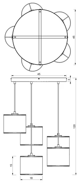 Lustr na lanku LOFT SHADE 5xE27/60W/230V bílá/zlatá