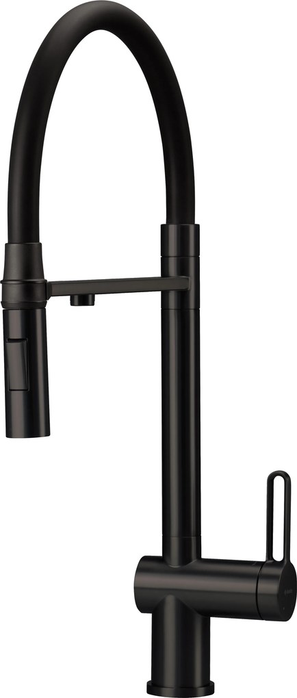 Deante Magnetic, dřezová baterie s připojením vodního filtru a elastickým výtokem, černá, BRM_N75M