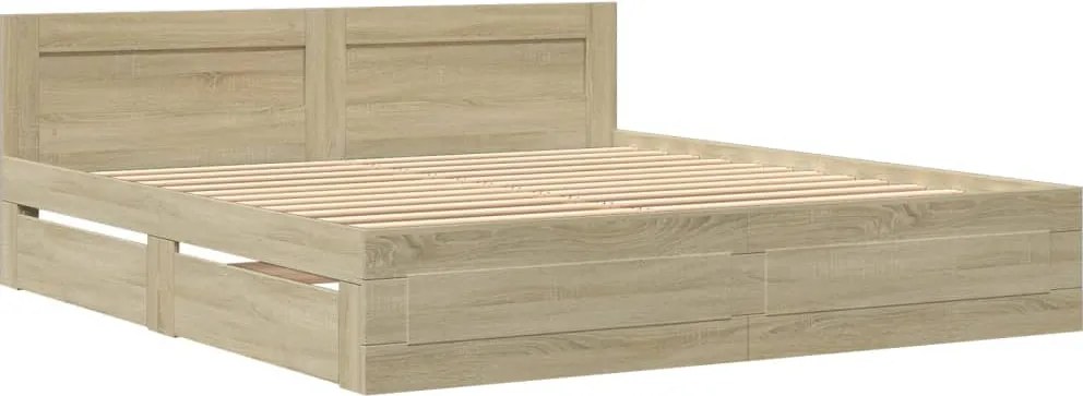 Rám postele s čelem dub sonoma 200 x 200 cm kompozitní dřevo 3295536