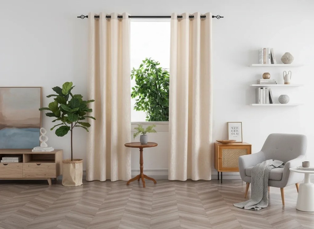 Zatemňovací závěs DUNES VELVET 140x250 cm, krémový Zavěšení: Řasící páska