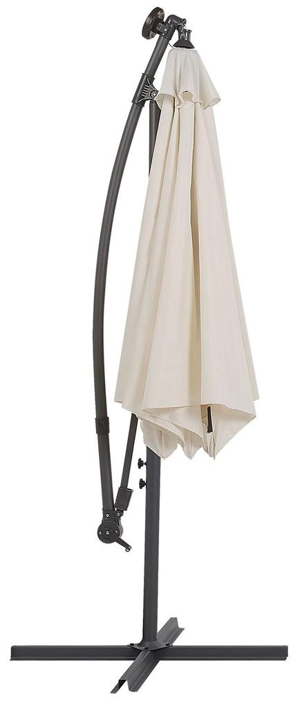 Zahradní deštník LED, ⌀ 285 cm, béžový CORVAL Beliani