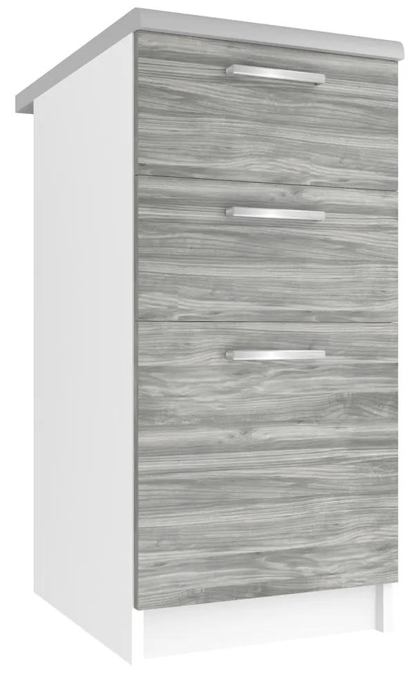 Kuchyňská skříňka Belini spodní se zásuvkami 40 cm šedý antracit Glamour Wood s pracovní deskou  TOR SDSZ40/0/WT/GW/0/E