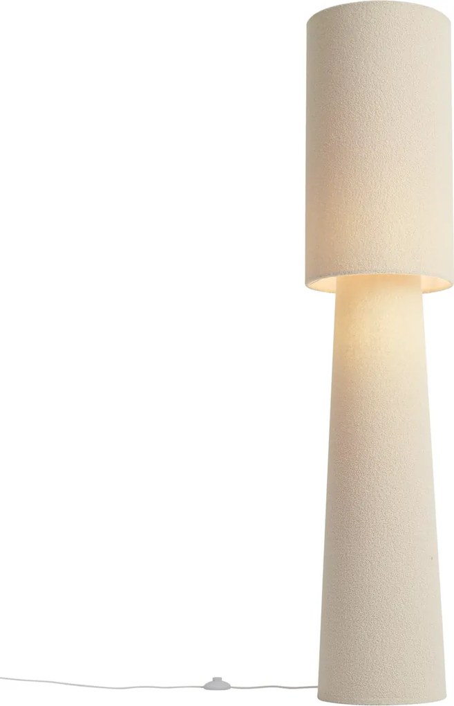 Japandi stojací lampa béžová látka teddy 2-světla - Trompet