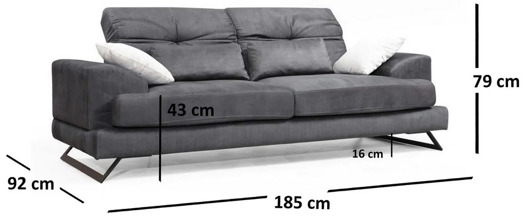 Designová sedačka Heimana 185 cm antracitová