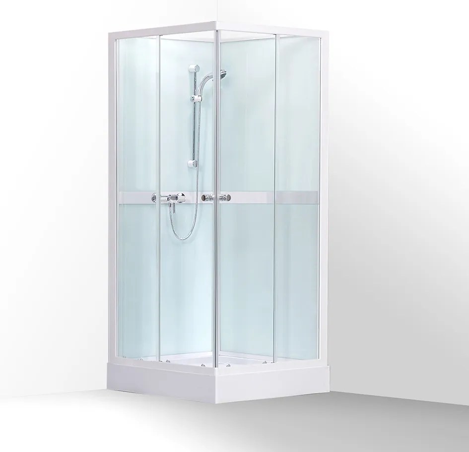 Roltechnik Čtvercový sprchový box PETRA NEW 80 cm Bílá Sklo TRANSPARENT 4000722
