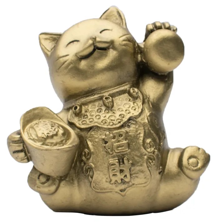 Milujeme Kameny Maneki neko - bronzová mávající kočička - feng shui