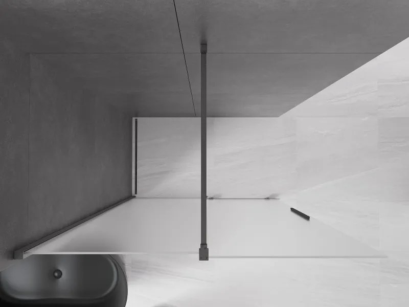 Mexen Velar, sprchová zástěna s posuvnými dveřmi Walk-in 130 x 200 cm, 8mm sklo námraza, grafit broušený, 871-130-000-33-66