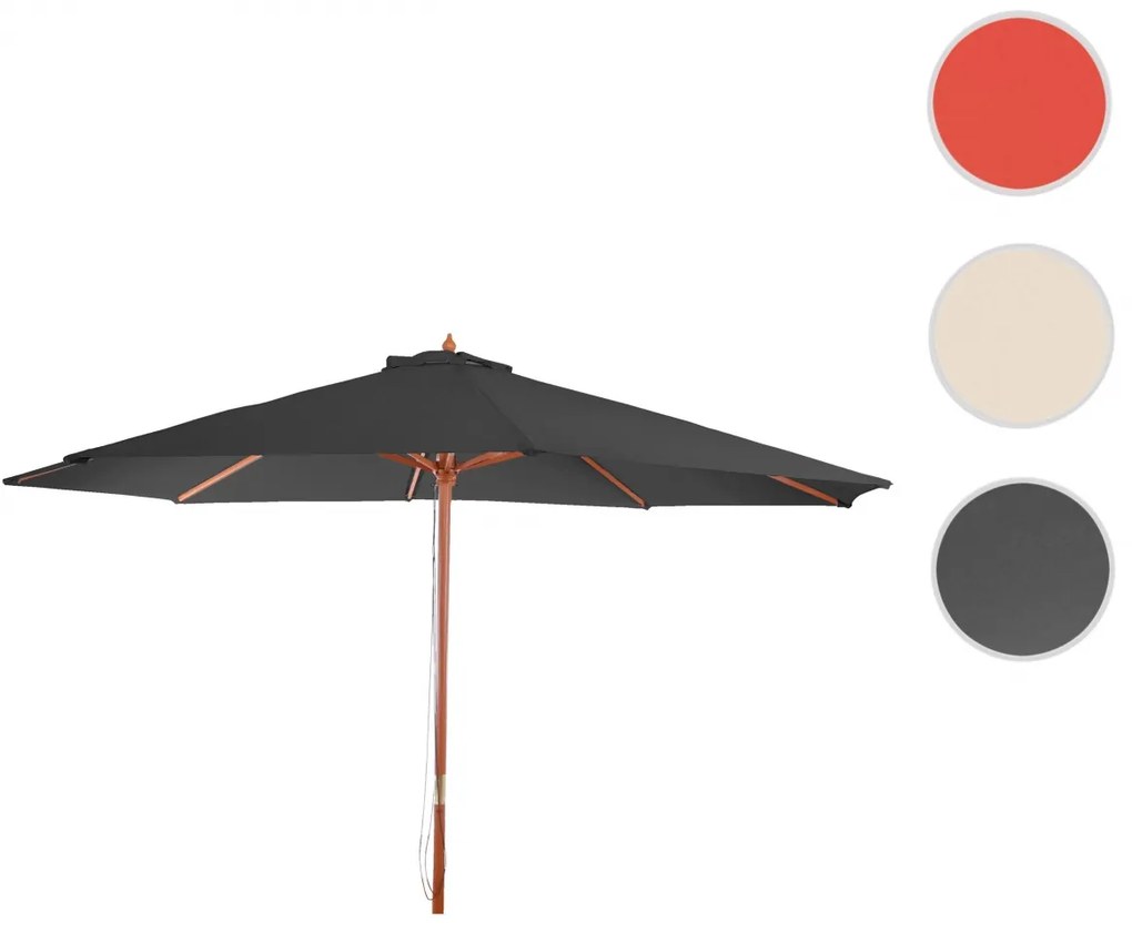 Slunečník Florida Ø 3,5m - polyester/dřevo - antracit