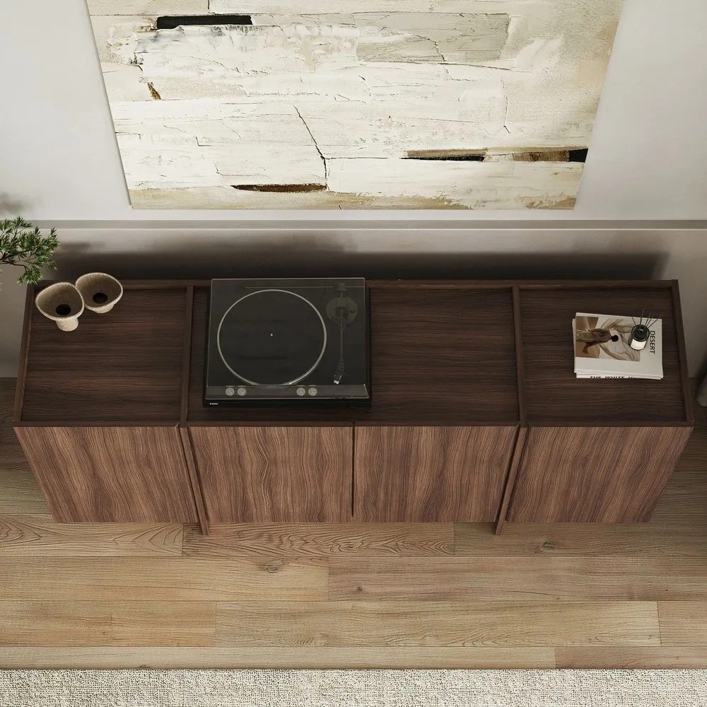 Komoda v dekoru ořechu s dírou na kabely v tmavě přírodní barvě 180x80x45 cm Dorma – Kalune Design