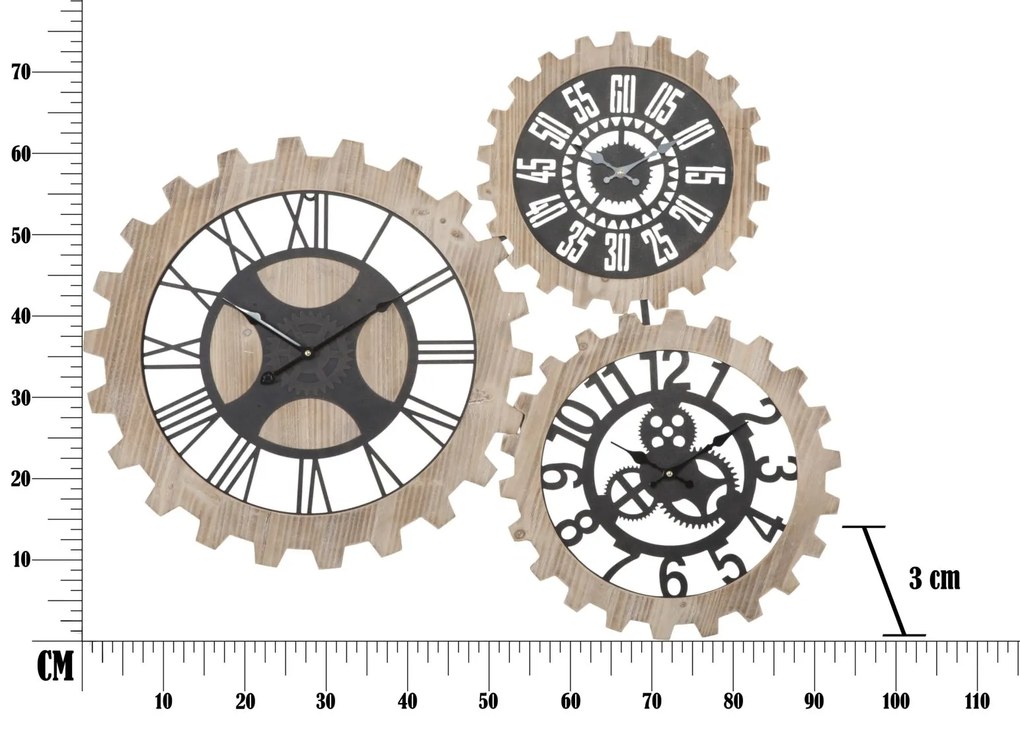 Hnědé MDF nástěnné hodiny Mauro Ferretti Salzano, 74 cm