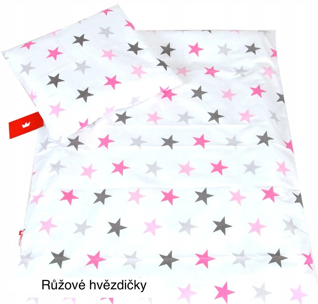 BBL Povlečení do postýlky 120 x 90 cm - růžové hvězdičky