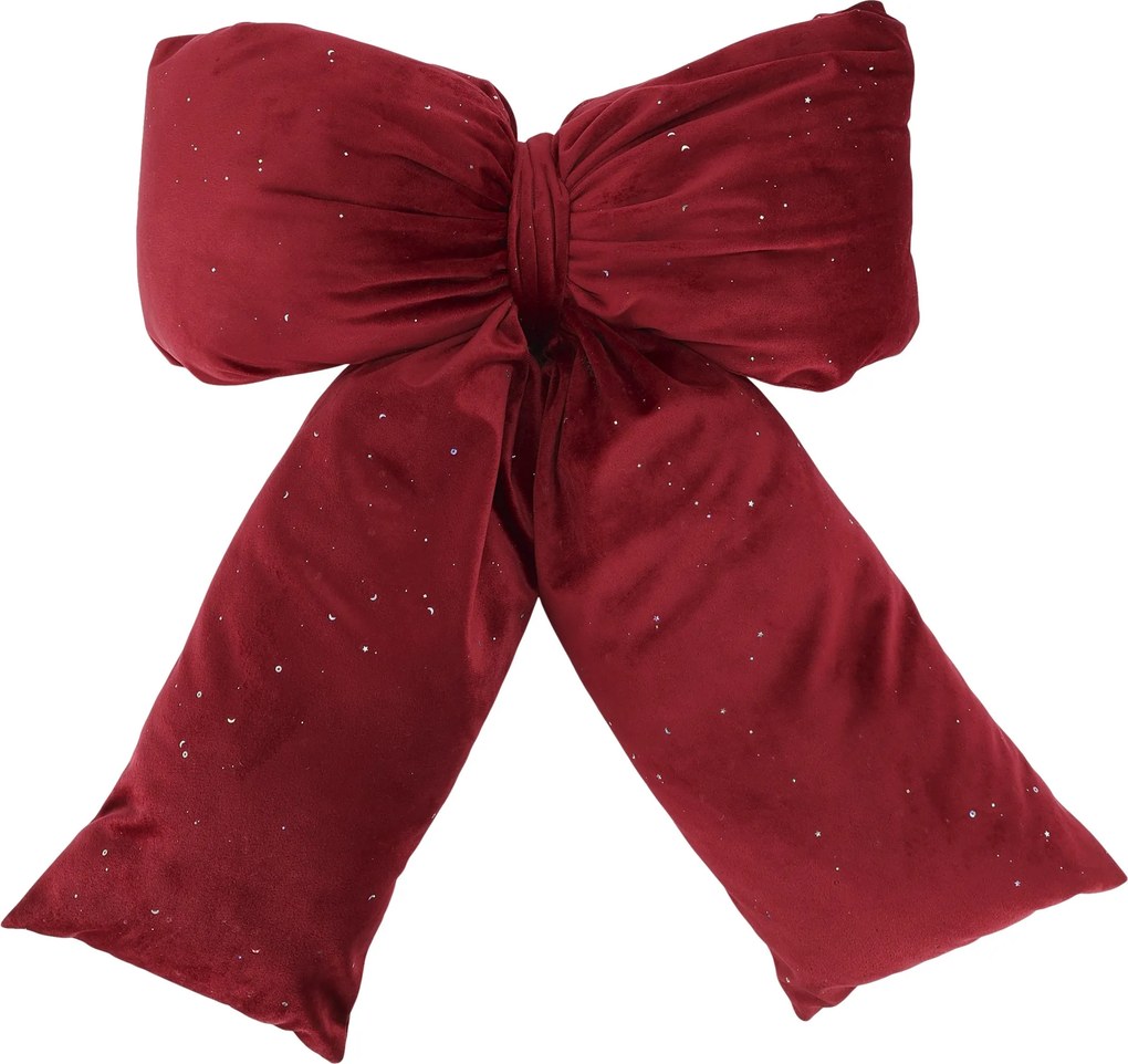 Sametový polštář ve tvaru mašle Cherry se třpytkami – 40*50 cm