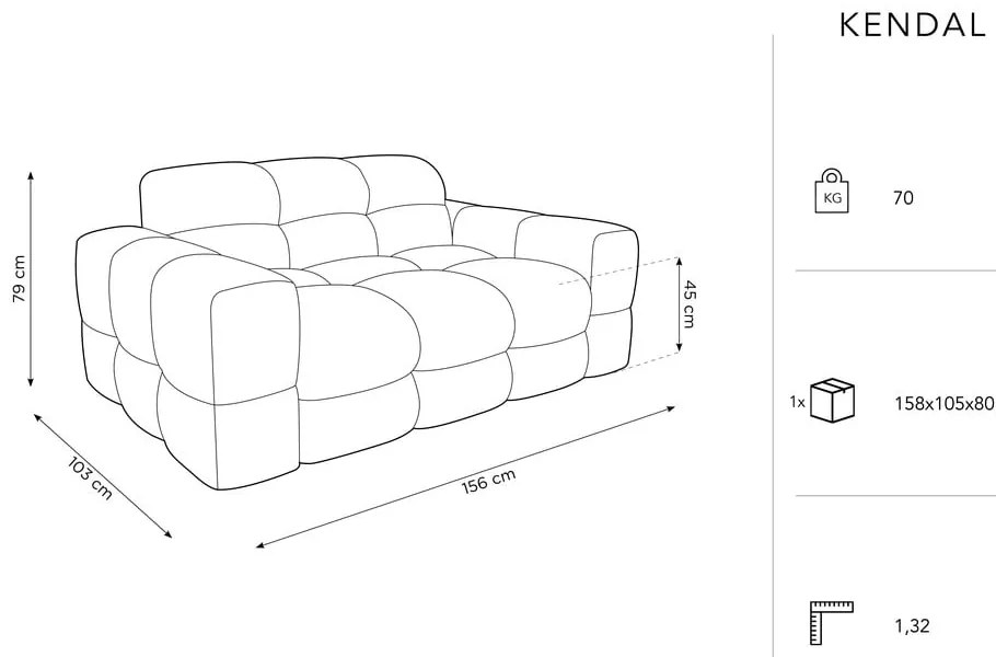 Černá sametová pohovka 156 cm Kendal – Micadoni Home