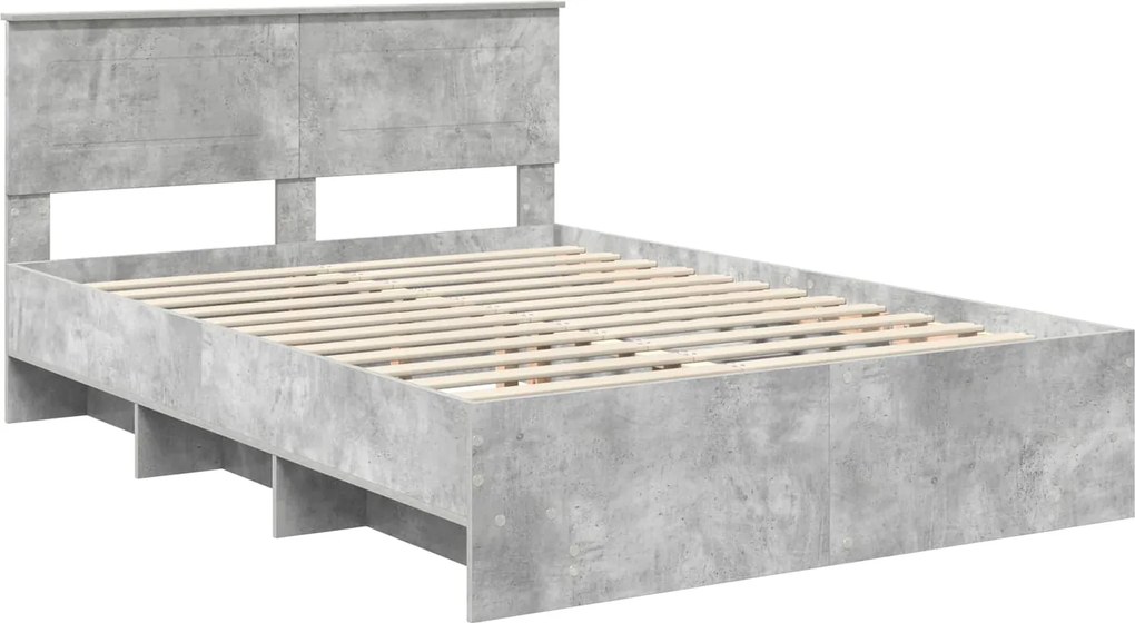 Rám postele s čelo Betonově šedá 140 x 200 cm Kompozitní dřevo 3408847