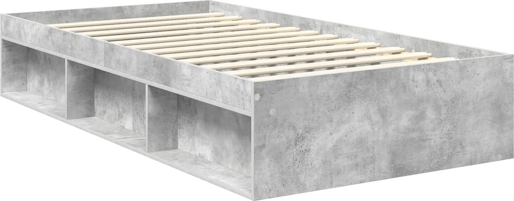 Rám postele Betonově šedá 100 x 200 cm Masivní borové dřevo 3409794