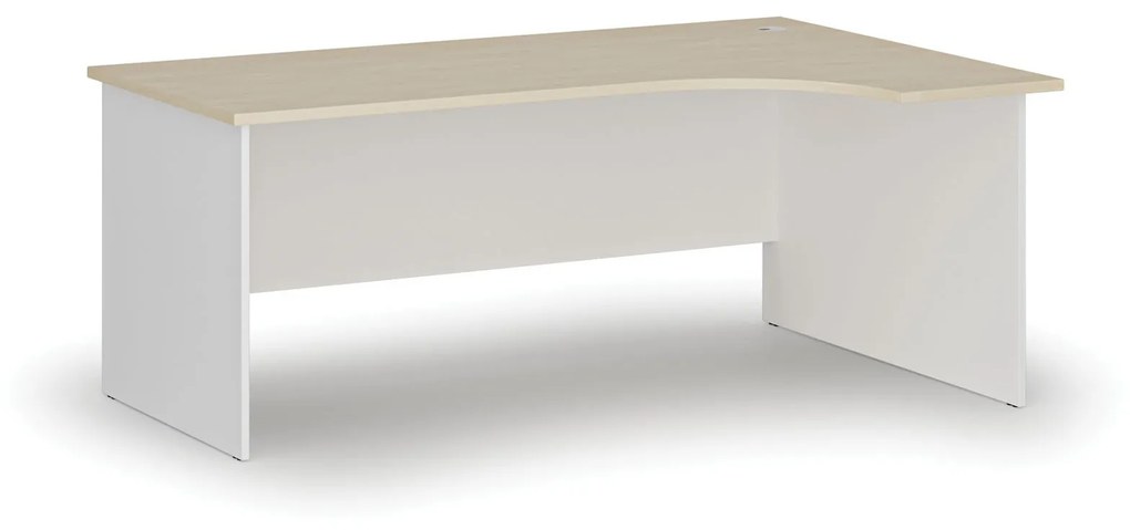 Kancelářský rohový pracovní stůl PRIMO WHITE, 1800 x 1200 mm, pravý, bílá/dub přírodní
