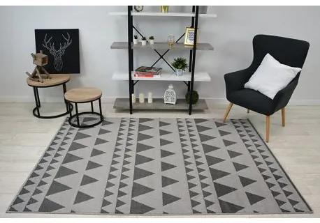 koberec SENSE Micro 81243 trojúhelníky stříbrný/antracit velikost 200x290 cm | krásné koberce cz