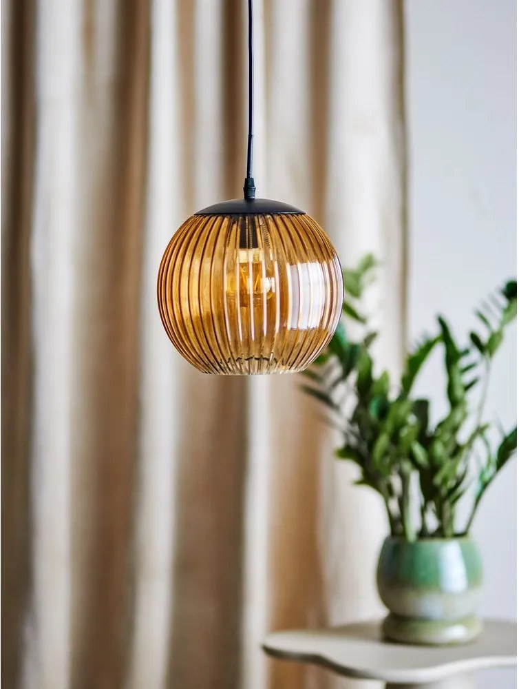 Hnědé skleněné LED závěsné svítidlo ø 23 cm Sybia – Bloomingville